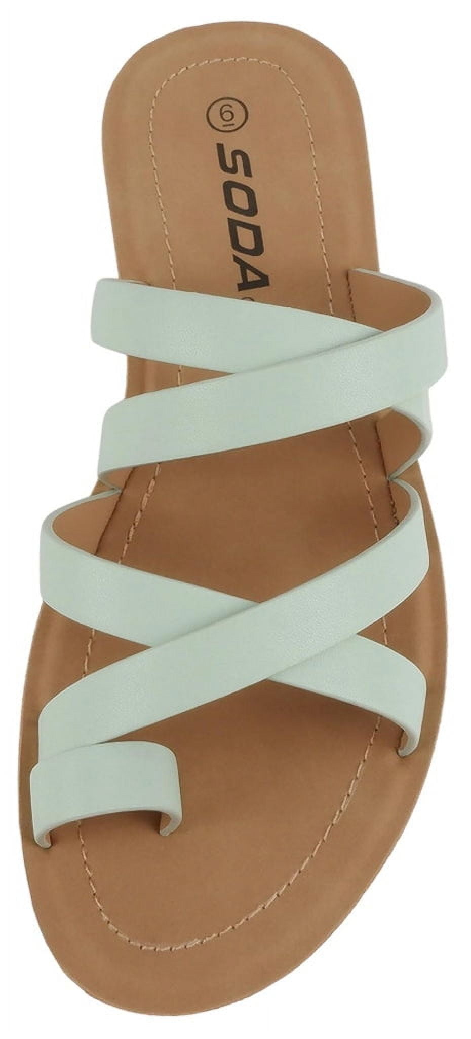 Soda Shoes Women Slip-On Sandals Crisscross Multi Straps Band Ring Toe ...