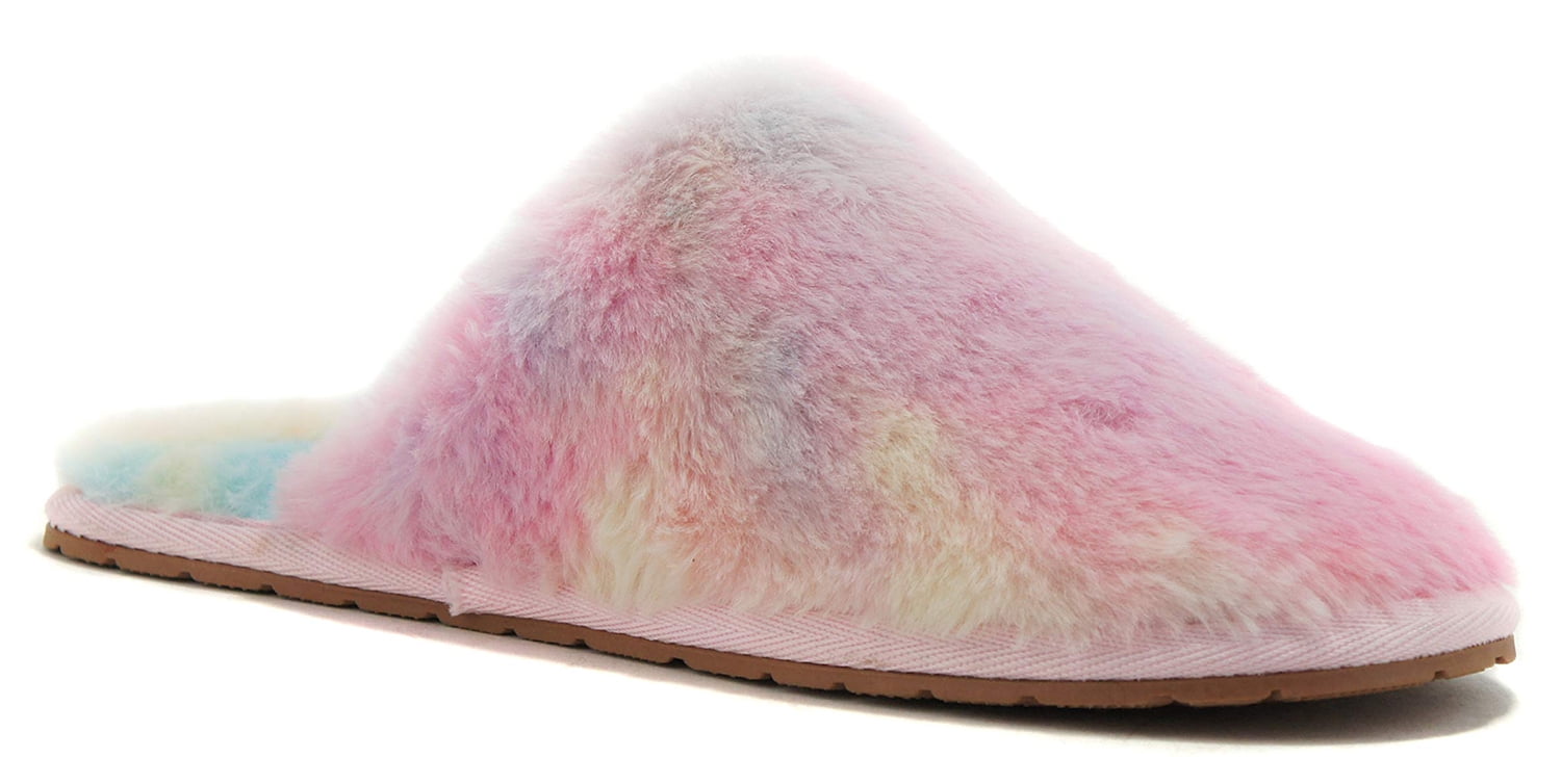 Soda Shoes Women Super Soft Faux Fur Fuzzy Fluffy Close Toe Slide in Slipper Colorful ALLOW ...