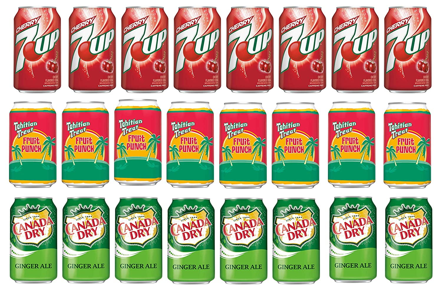 Soda Variety Pack, Pack of 24, 12 fl oz, 7UP Cherry, Tahitian Treat ...