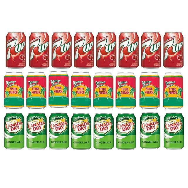 Soda Variety Pack, Pack of 24, 12 fl oz, 7UP Cherry, Tahitian Treat ...