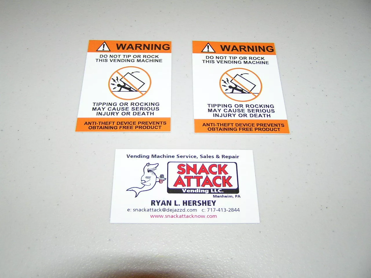 Soda Vending Machine (2)Decals "Warning Do Not Tip Or Rock This Vending ...