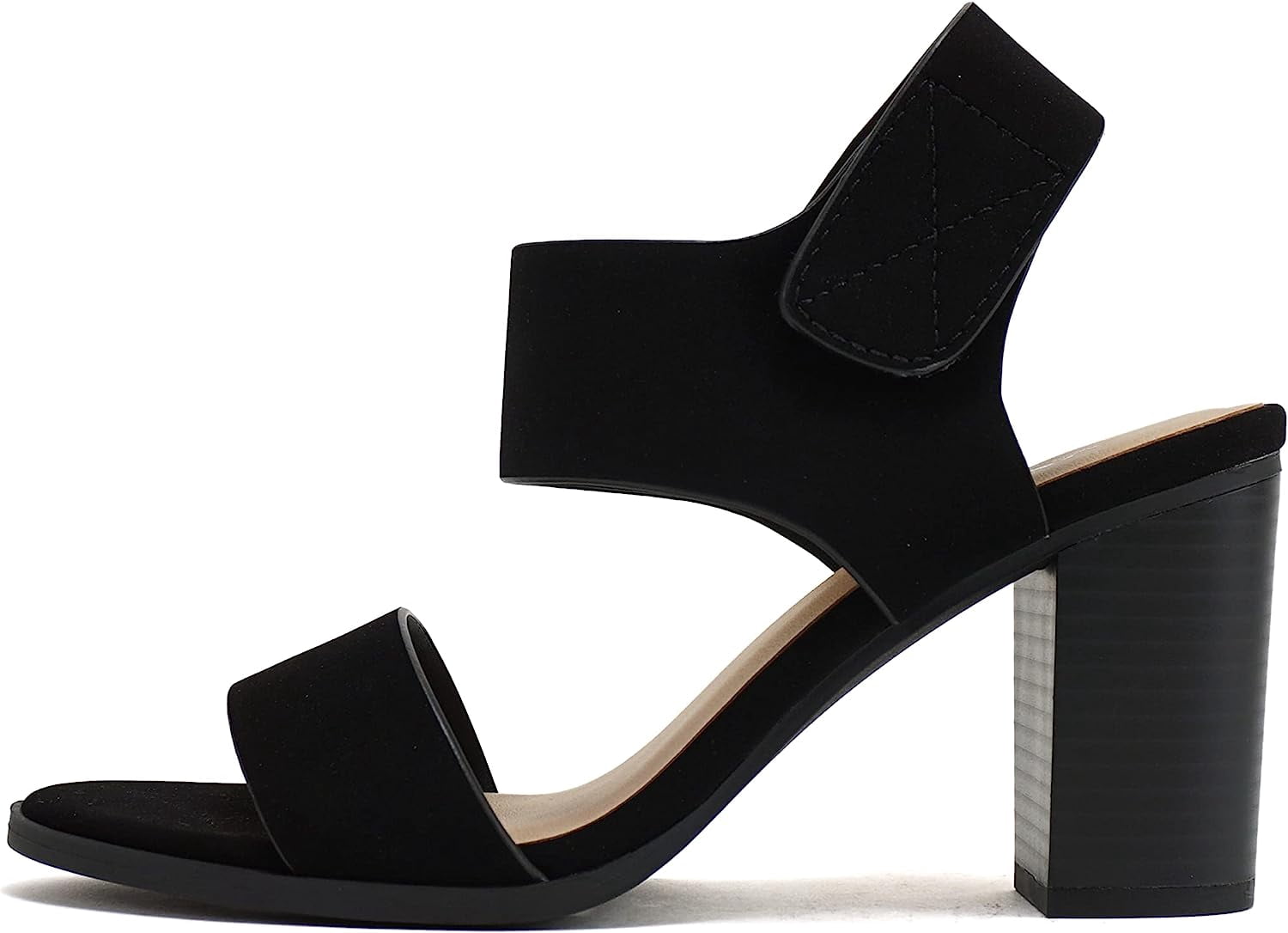 Soda Wait Women Open Round Toe Chunky Heel Ankle Strap High Heel Dress ...