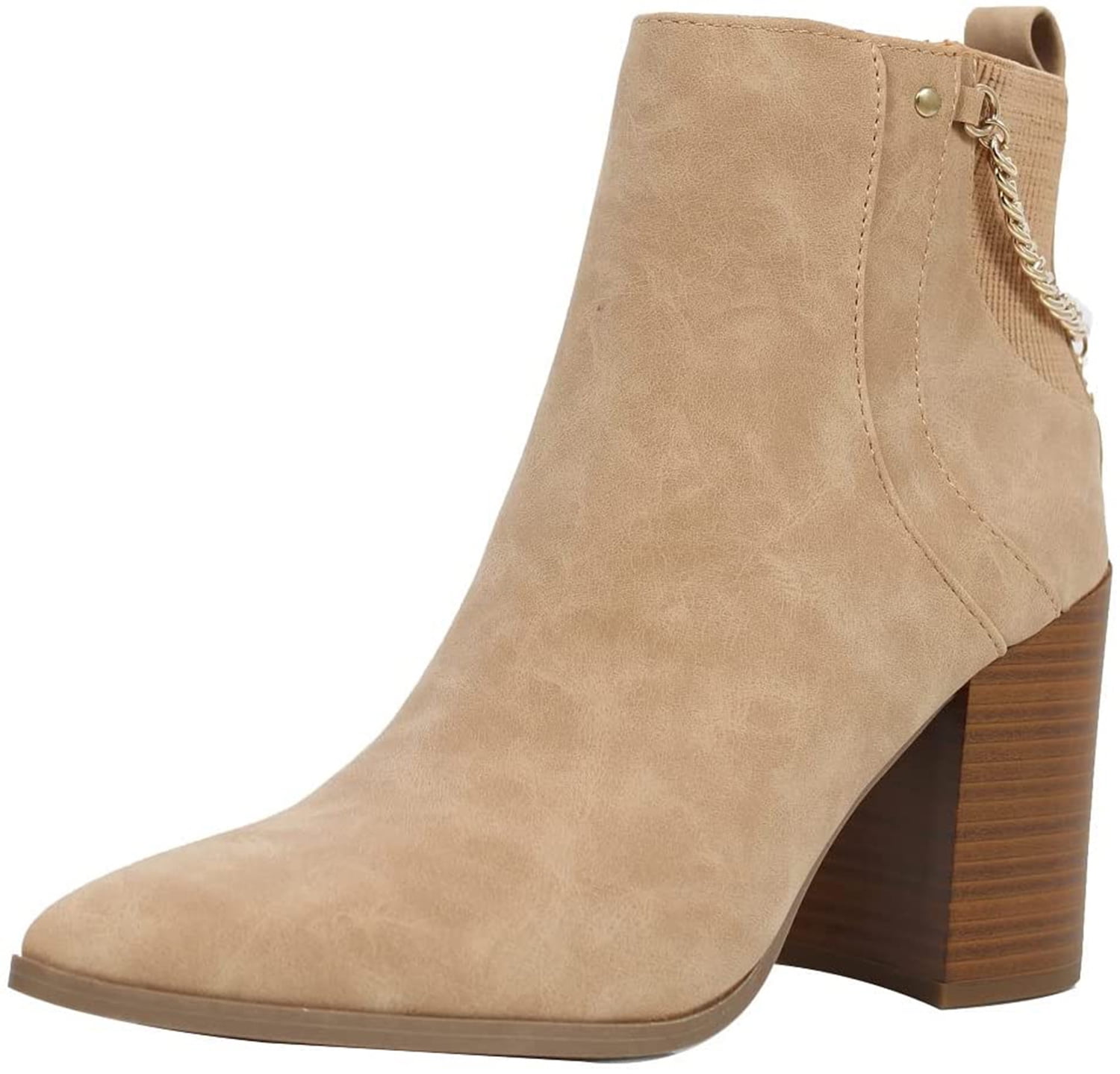 Soda Women Ankle Boots Elastic Side Zipper Zip-Up Chain Booties Block ...