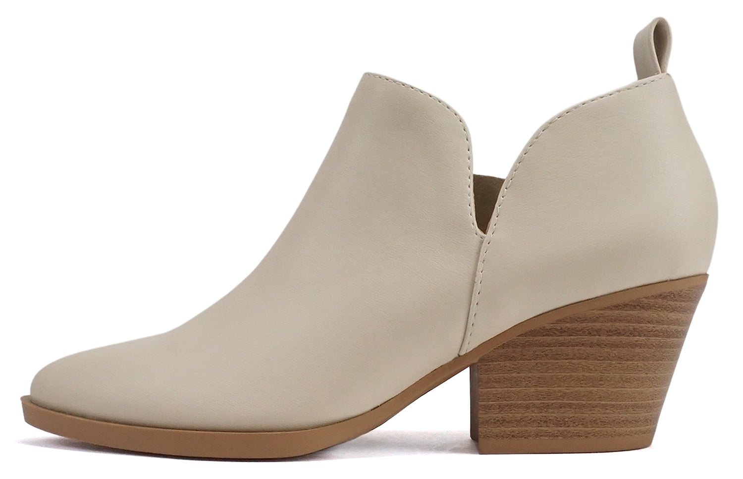 Soda Women Ankle Boots Side Zipper Booties V Cut Pointed Toe Low Heel ...