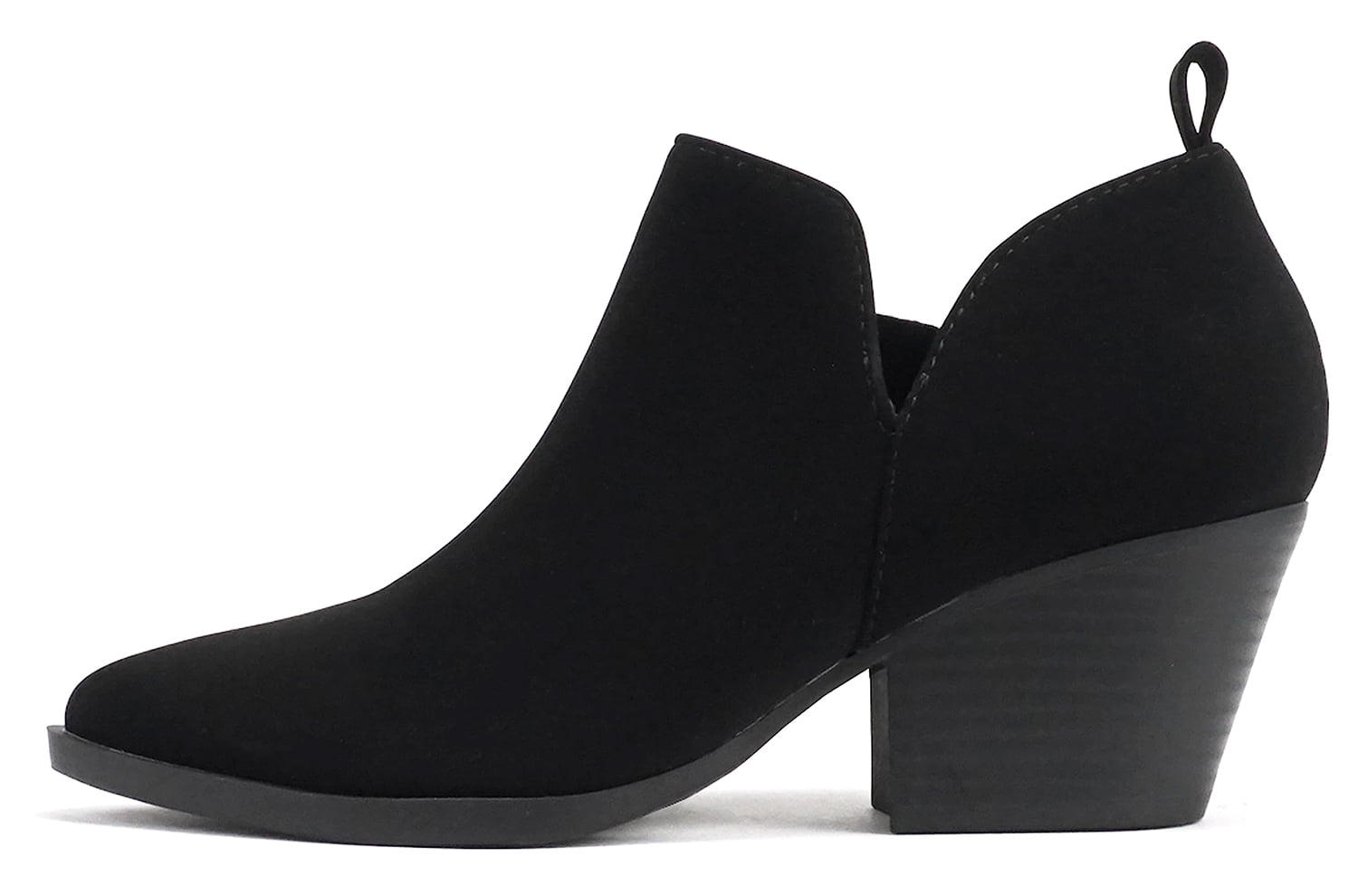 Soda Women Ankle Boots Side Zipper Booties V Cut Pointed Toe Low Heel ...