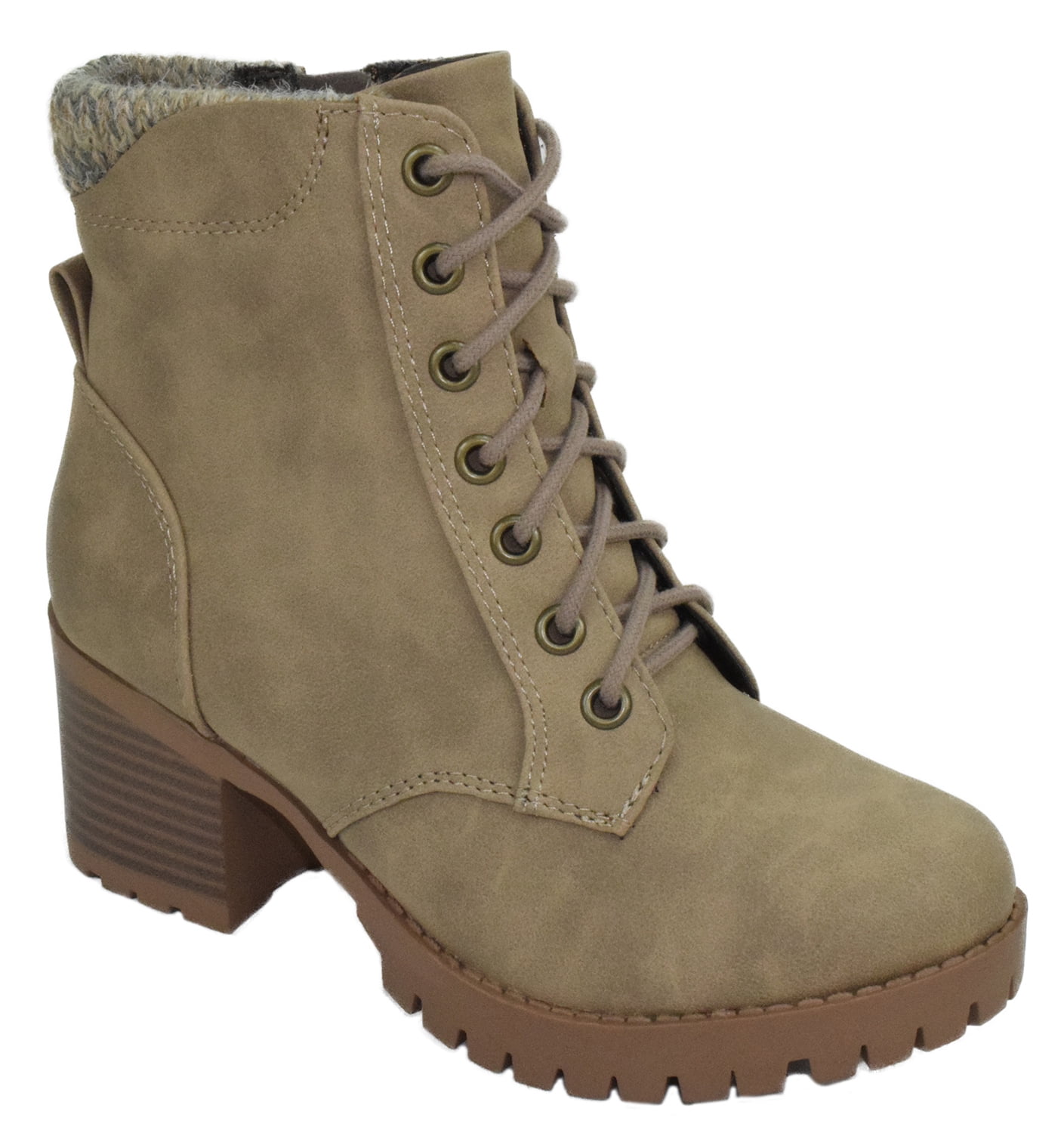 Soda Women Chunky High Heel Combat Army Military Riding Boots Booties ...
