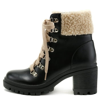 Soda Women Chunky High Heel Combat Army Military Riding Boots Booties ...