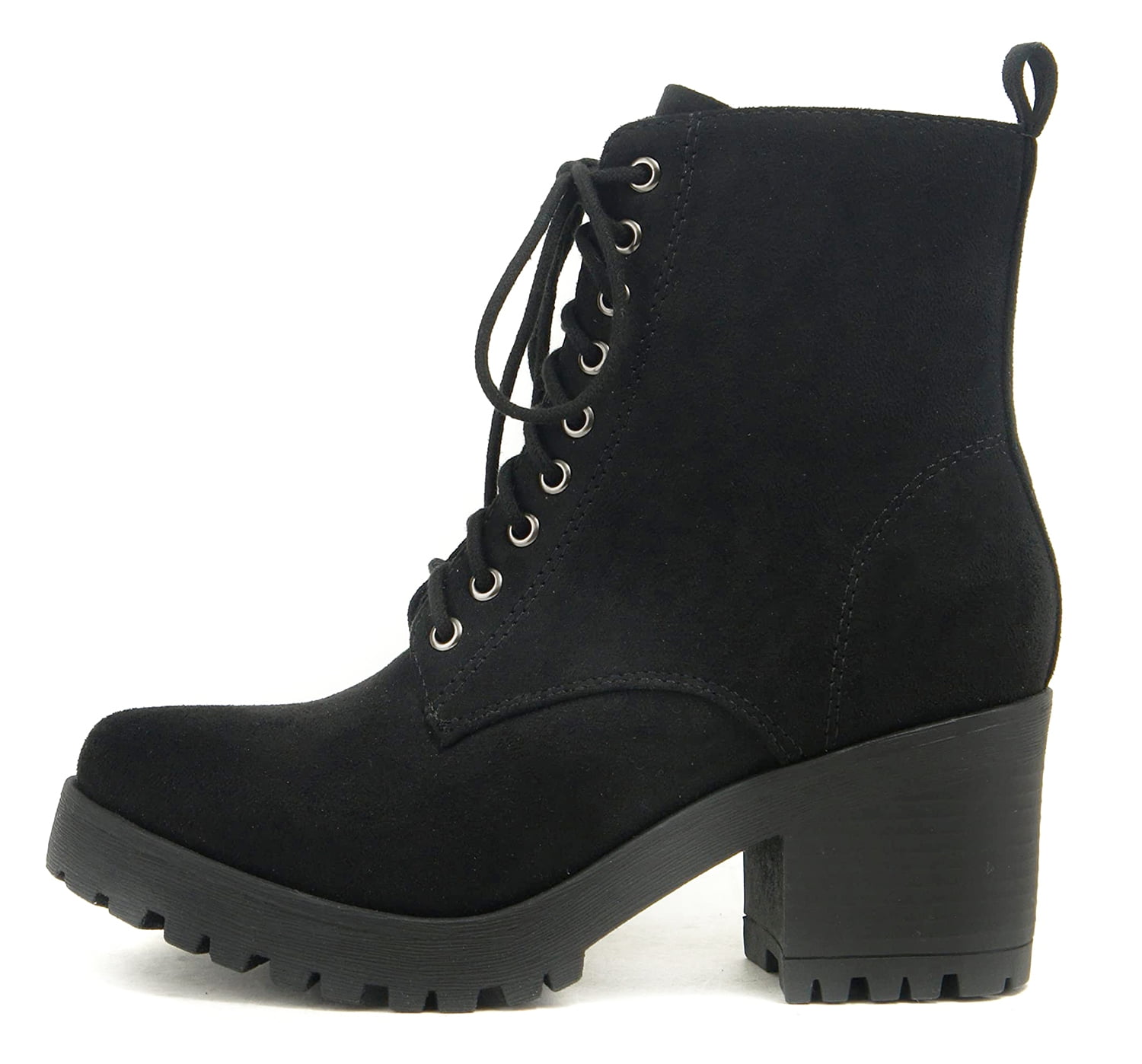 Soda Women Chunky Thick High Heels Combat Lug Sole Ankle Boots Platform ...