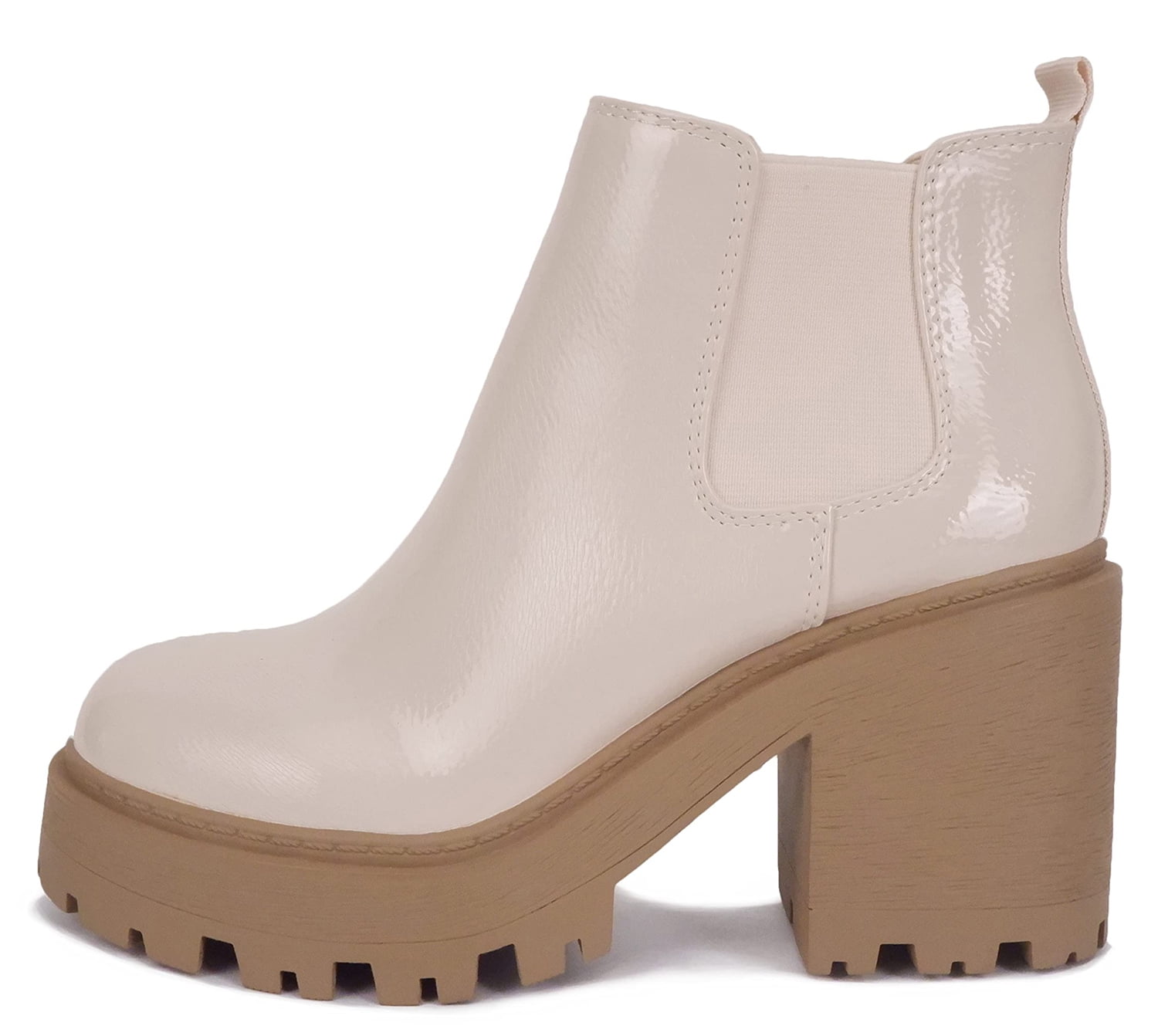 Soda Women Chunky Thick Lug Sole Heels Ankle Boots Hidden Platform ...