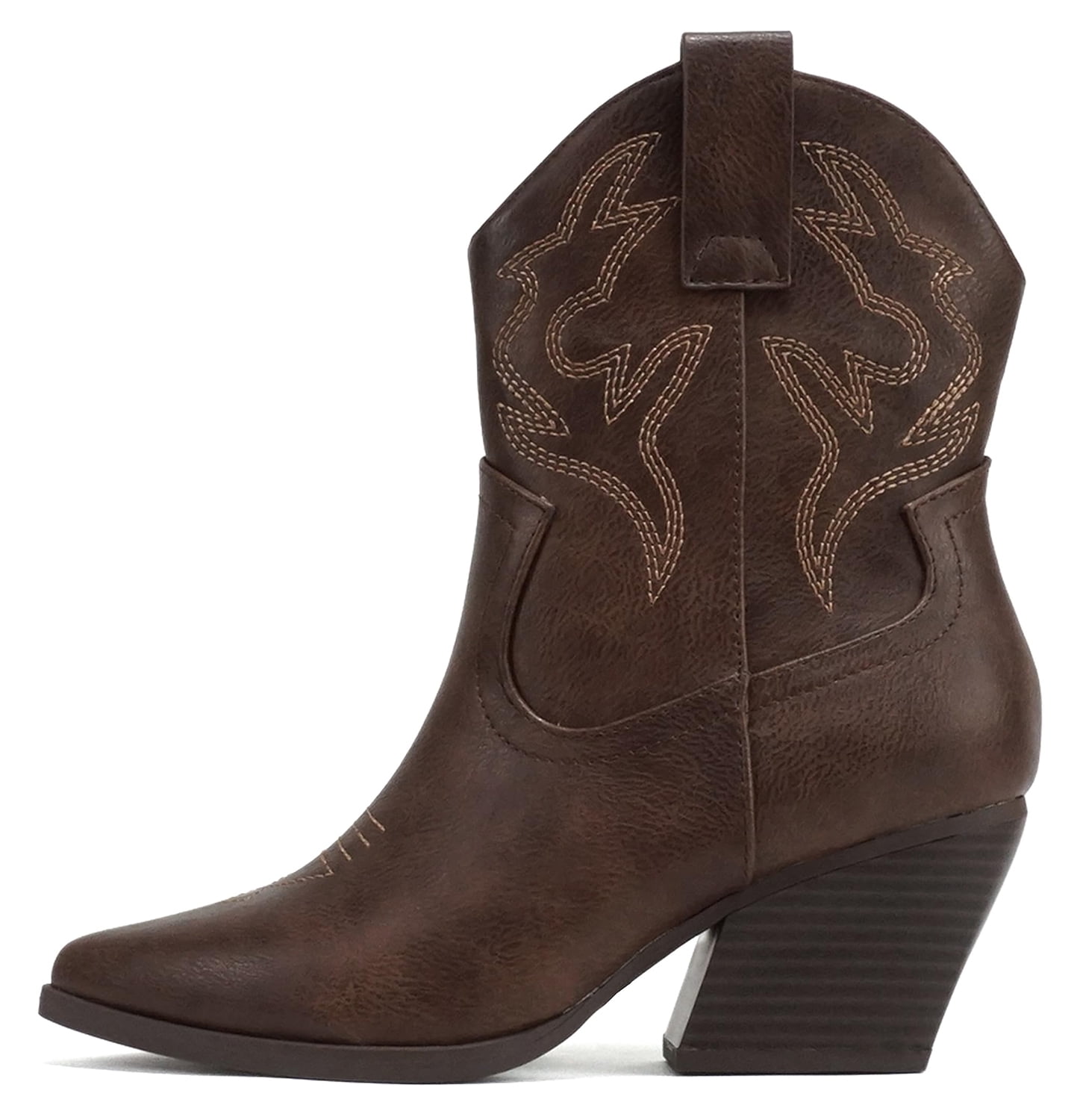 Soda Women Cowgirl Cowboy Western Stitched Ankle Boots Pointed Toe ...