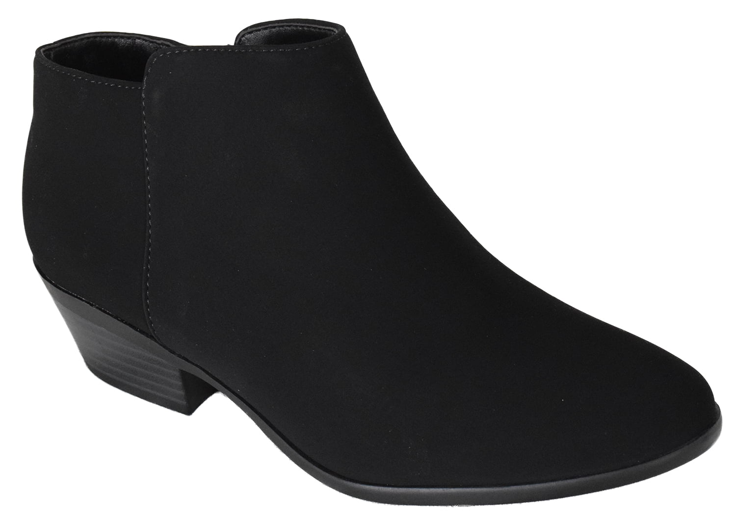 Soda Women Small Short Heel Ankle Boots Side Zipper Booties Faux ...