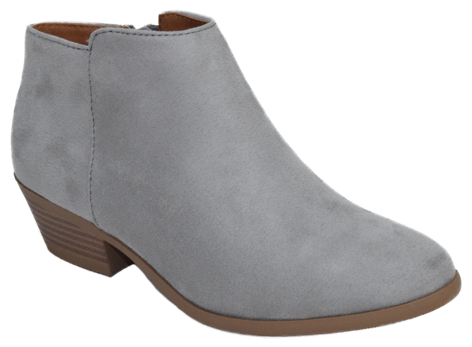 Soda Women Small Short Heel Ankle Boots Side Zipper Booties Faux ...
