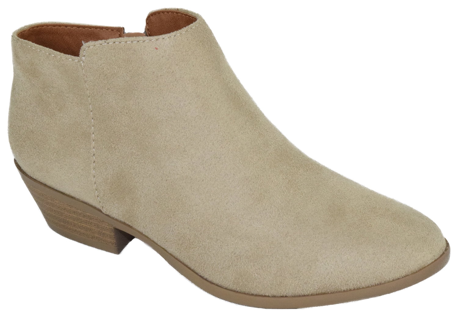 Soda Women Small Short Heel Ankle Boots Side Zipper Booties Faux ...