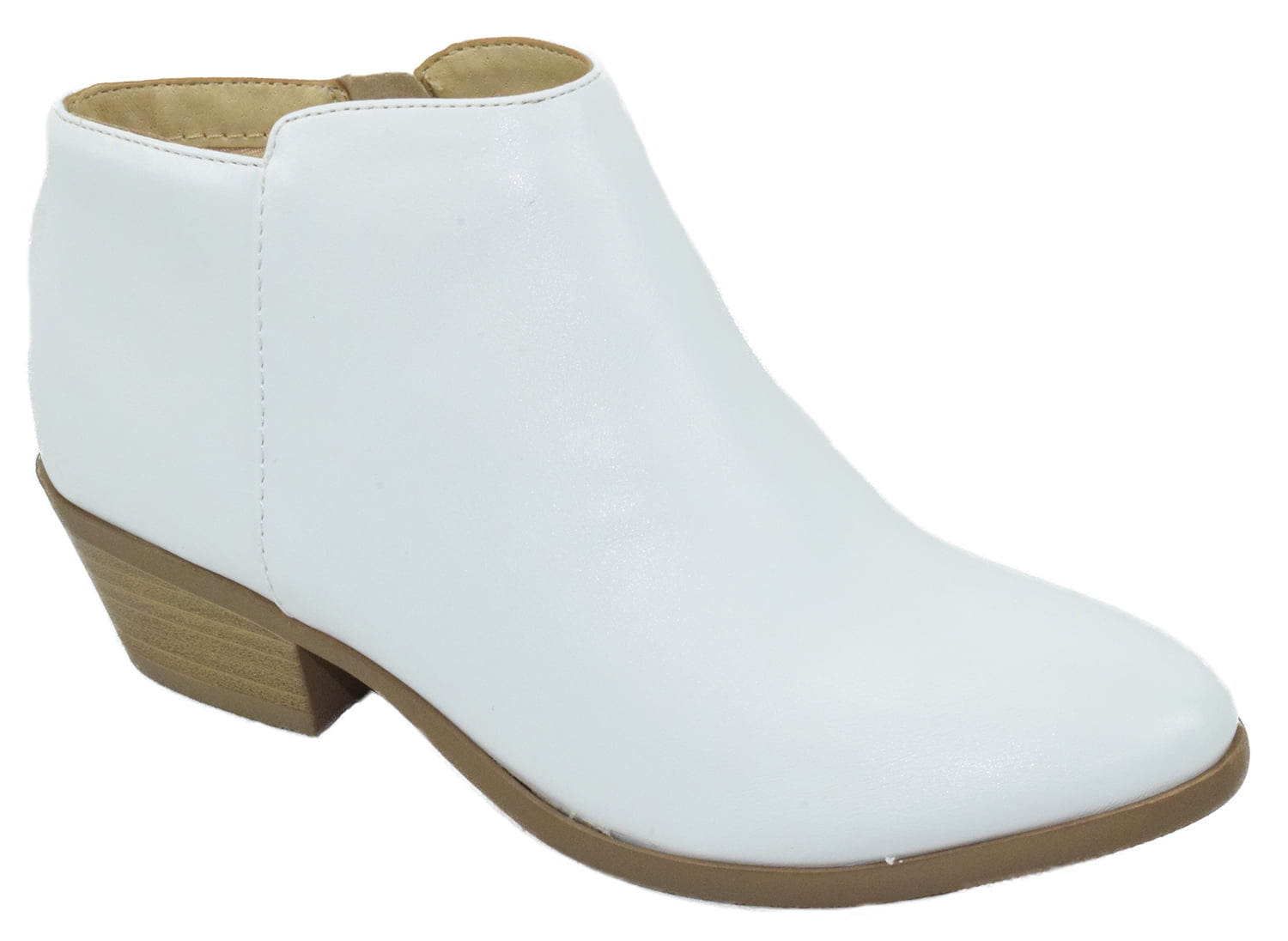 Soda Women Small Short Heel Ankle Boots Side Zipper Booties Faux ...