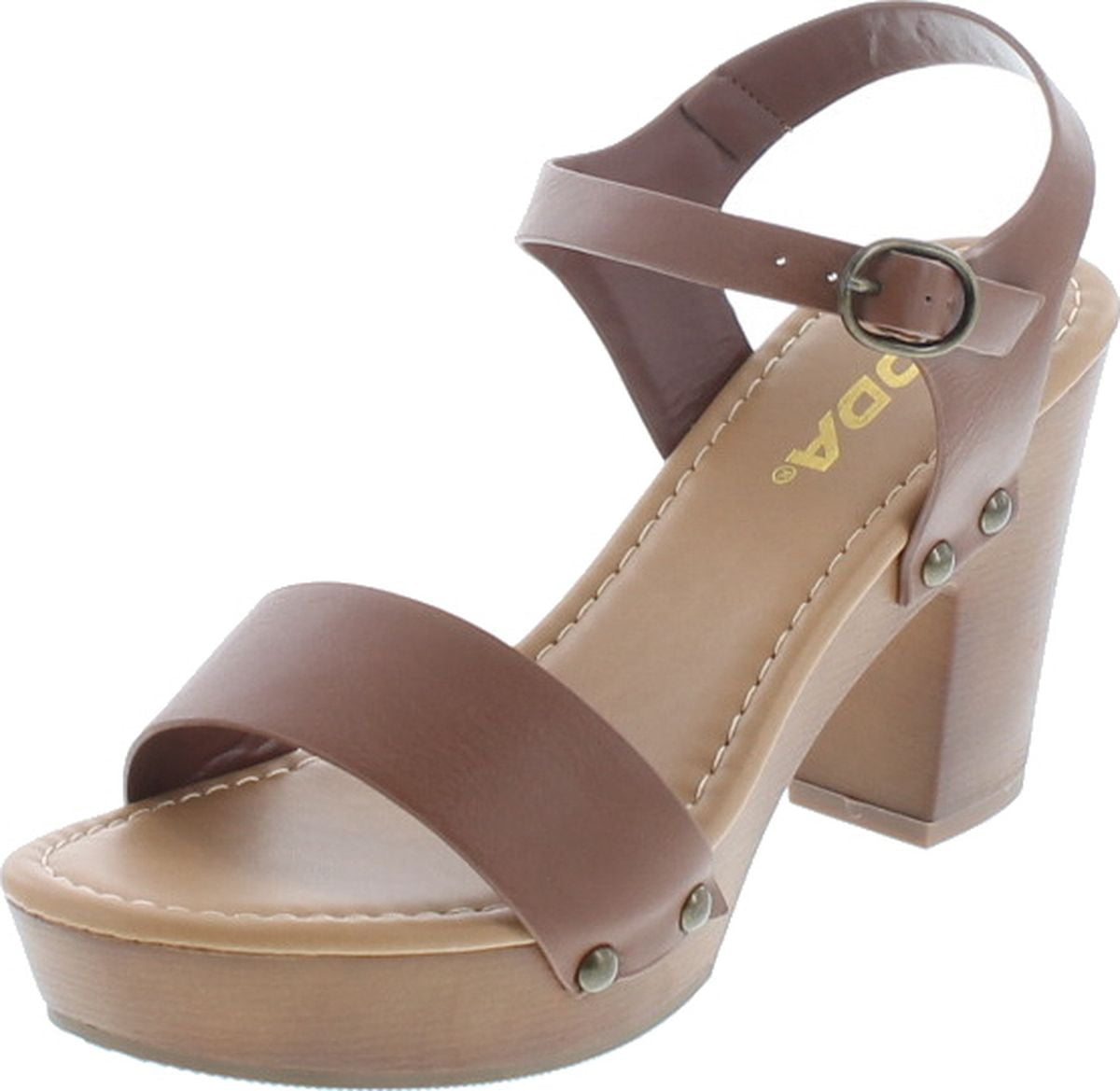 Soda Women's Bold Buckles Studded Wedge Sandal - Walmart.com