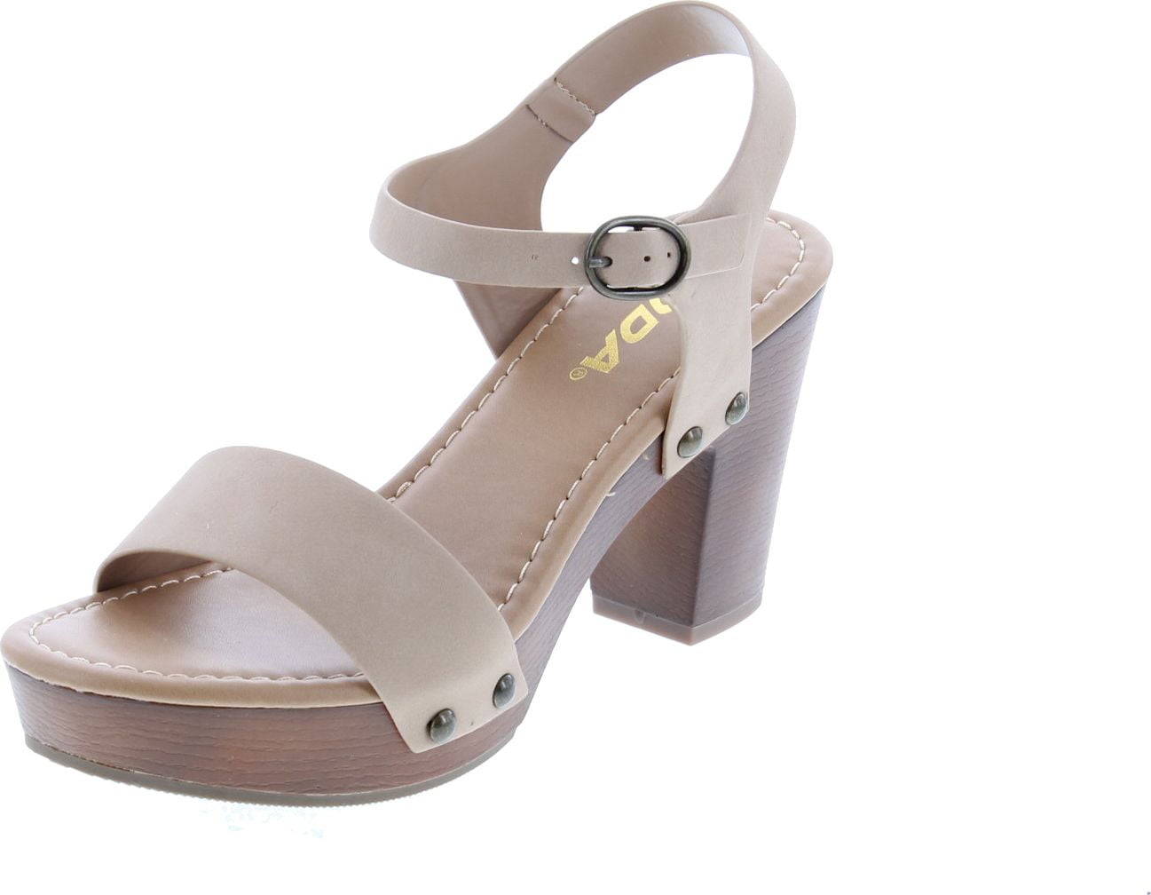 Soda Women's Bold Buckles Studded Wedge Sandal - Walmart.com