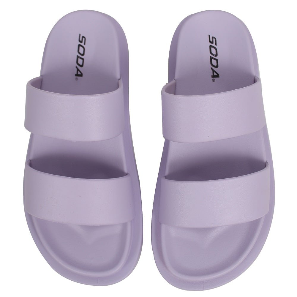Soda Women's Comfort Slides Double Strap EVA flat Sandals Color: Purple ...
