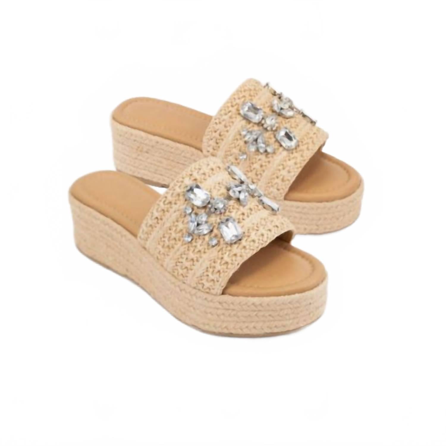 Soda Women's Rhinestone Raffia Platform Sandals - Walmart.com