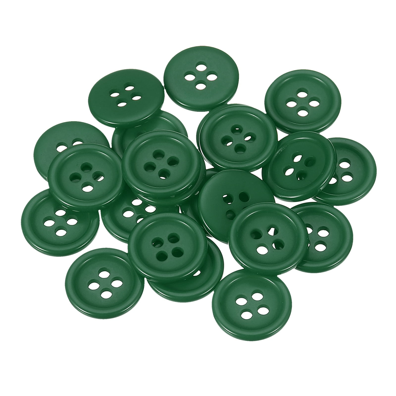 Uxcell 22 Pcs Dark Green Resin Button, 3/5 Inch(15mm) Round 4 Holes ...