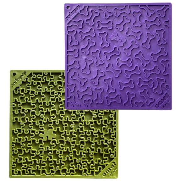 SodaPup Purple Bones & Green Jigsaw eMat Bundle – Durable Lick Mat ...