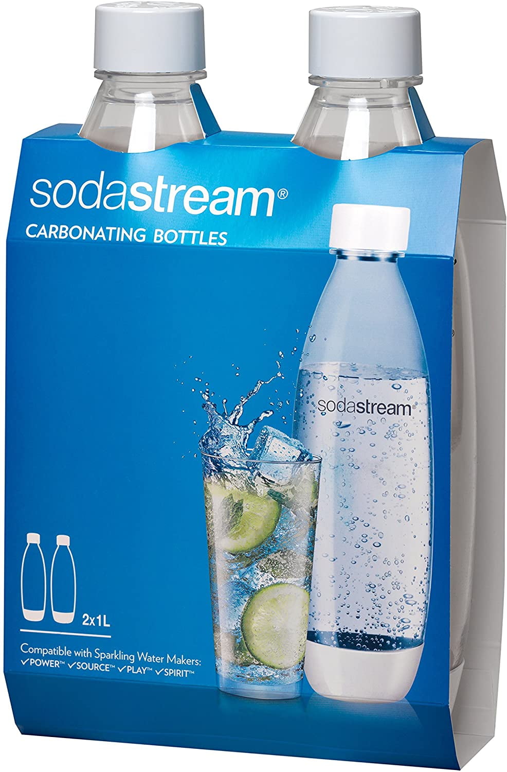 SodaStream Sparkling Water Fizz Machine, 1 Liter Slim White Carbonating ...