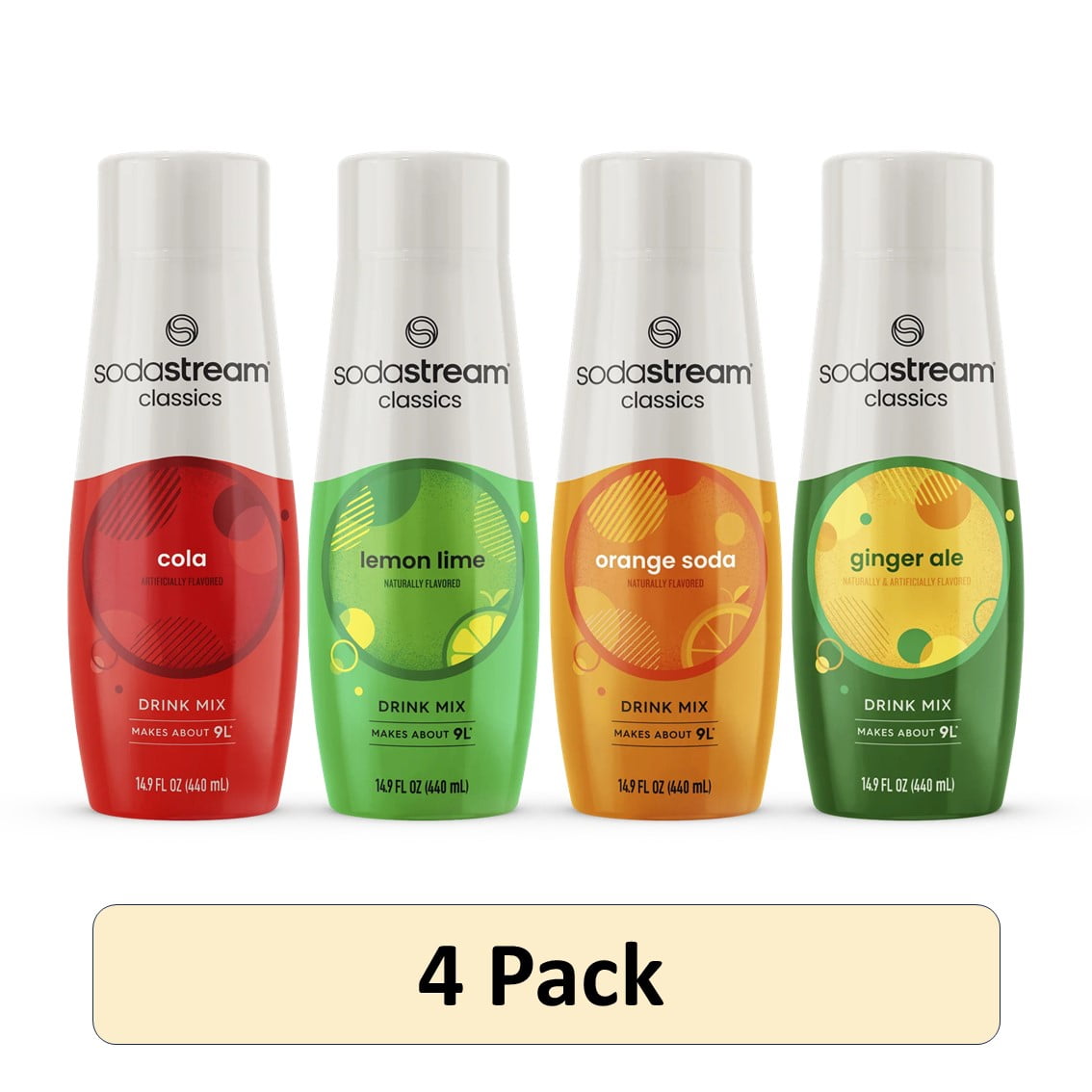 SodaStream Family Fun Pack: Cola, Lemon Lime, Orange & Ginger Ale Syrup ...