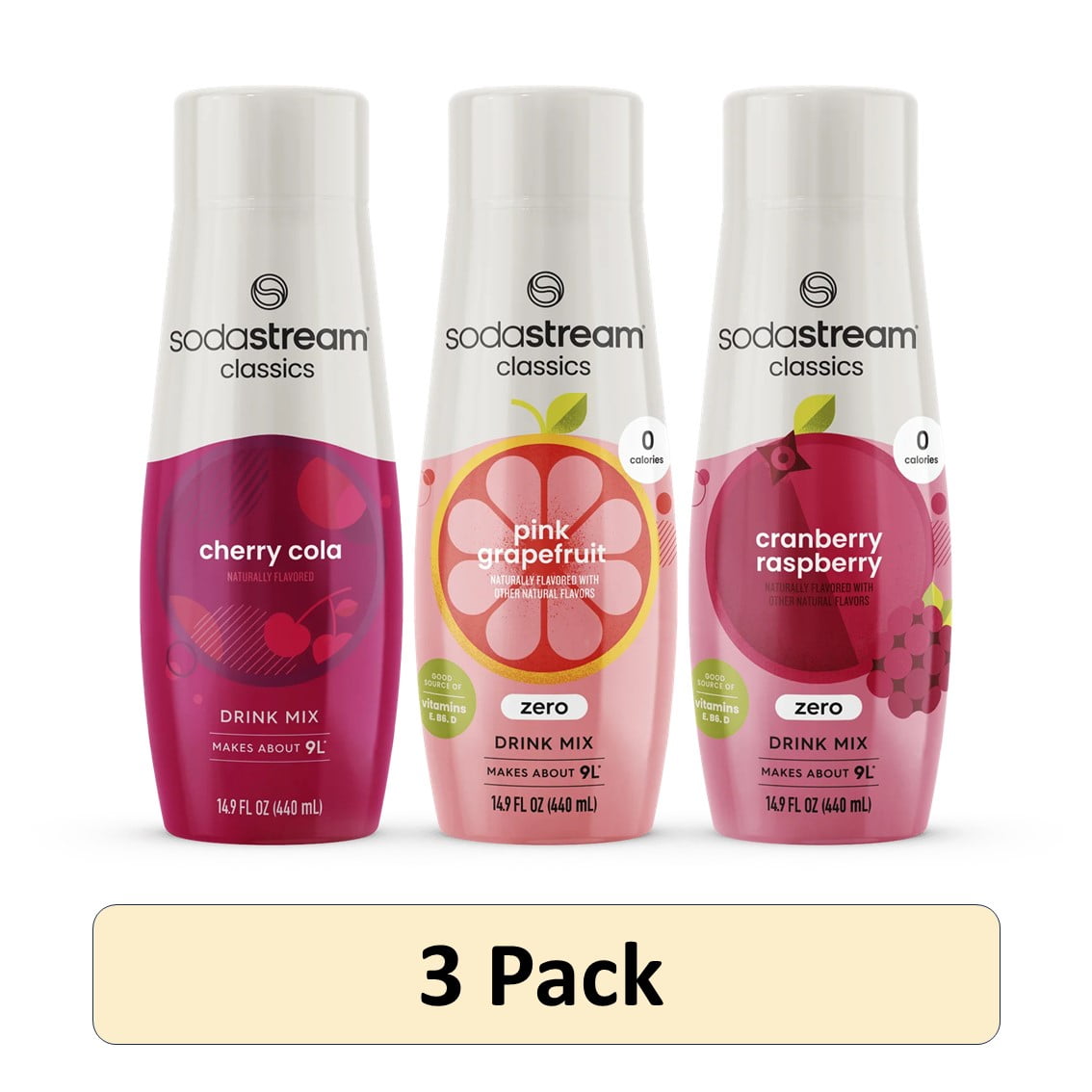 SodaStream Fruity Fun: Cherry, Pink Grapefruit & Cranberry Raspberry ...