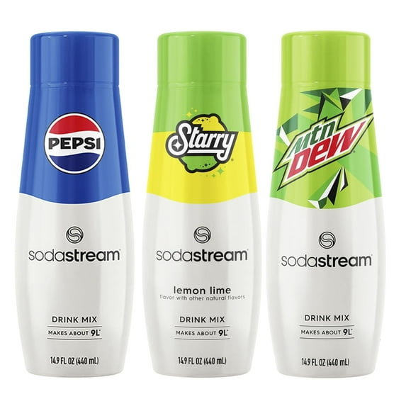 SodaStream Pepsi, Starry & MTN Dew, Regular, 440ml, (Pack of 3) - Walmart.com