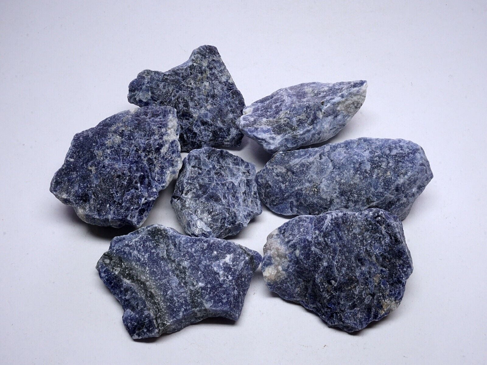 Sodalite 7 Piece Box Natural Blue Mineral Crystal Chunks Gemstone ...
