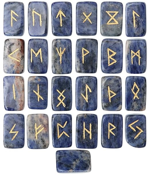 Sodalite Rectangle Shape Gemstone Runes with Elder Futhark Alphabet ...