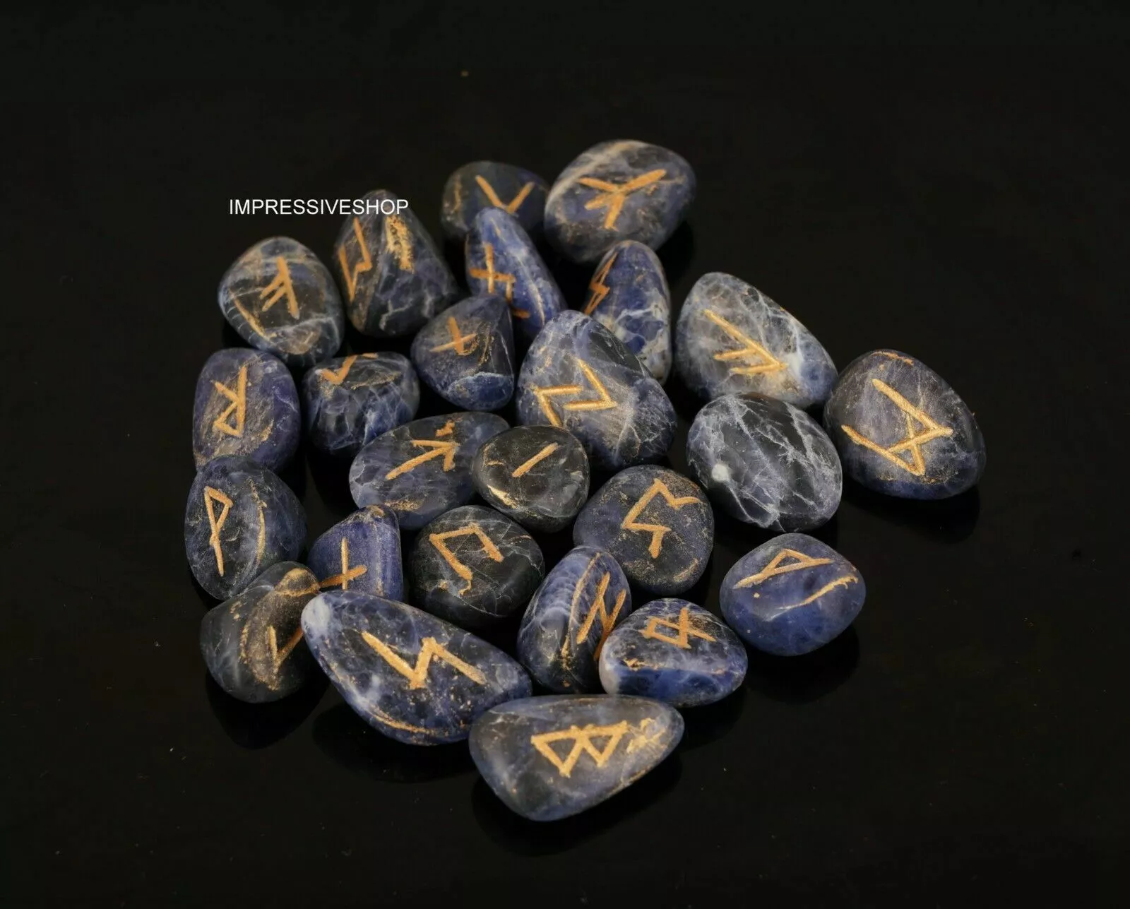 Sodalite Rune Set Healing Crystal Stone Elder Engraved Runes 25 Pcs ...
