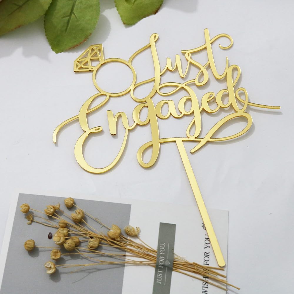 Sodasos Acrylic Double Sided Gold Just RST1 Engaged Cake Topper for ...