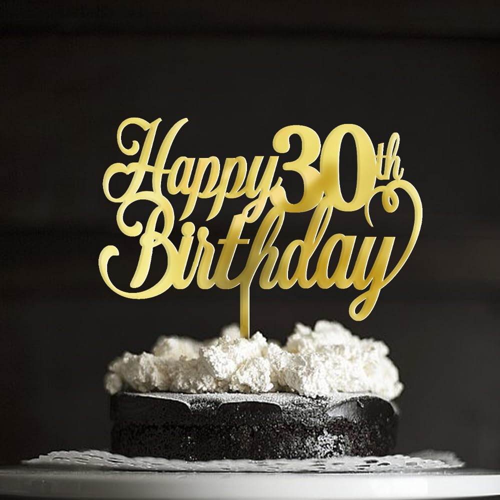 Sodasos Happy 30th AJH3 birthday Cake Topper Black 30th birthday party ...