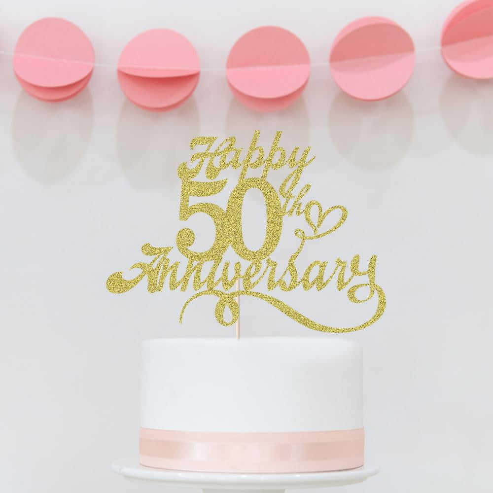 Sodasos Happy 50th Anniversary Cake Toppers,Happy BSL1 Wedding ...