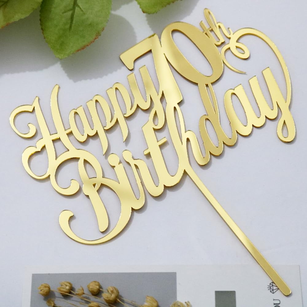Sodasos Happy 70th birthday Cake Topper RST1 Acrylic Gold birthday ...