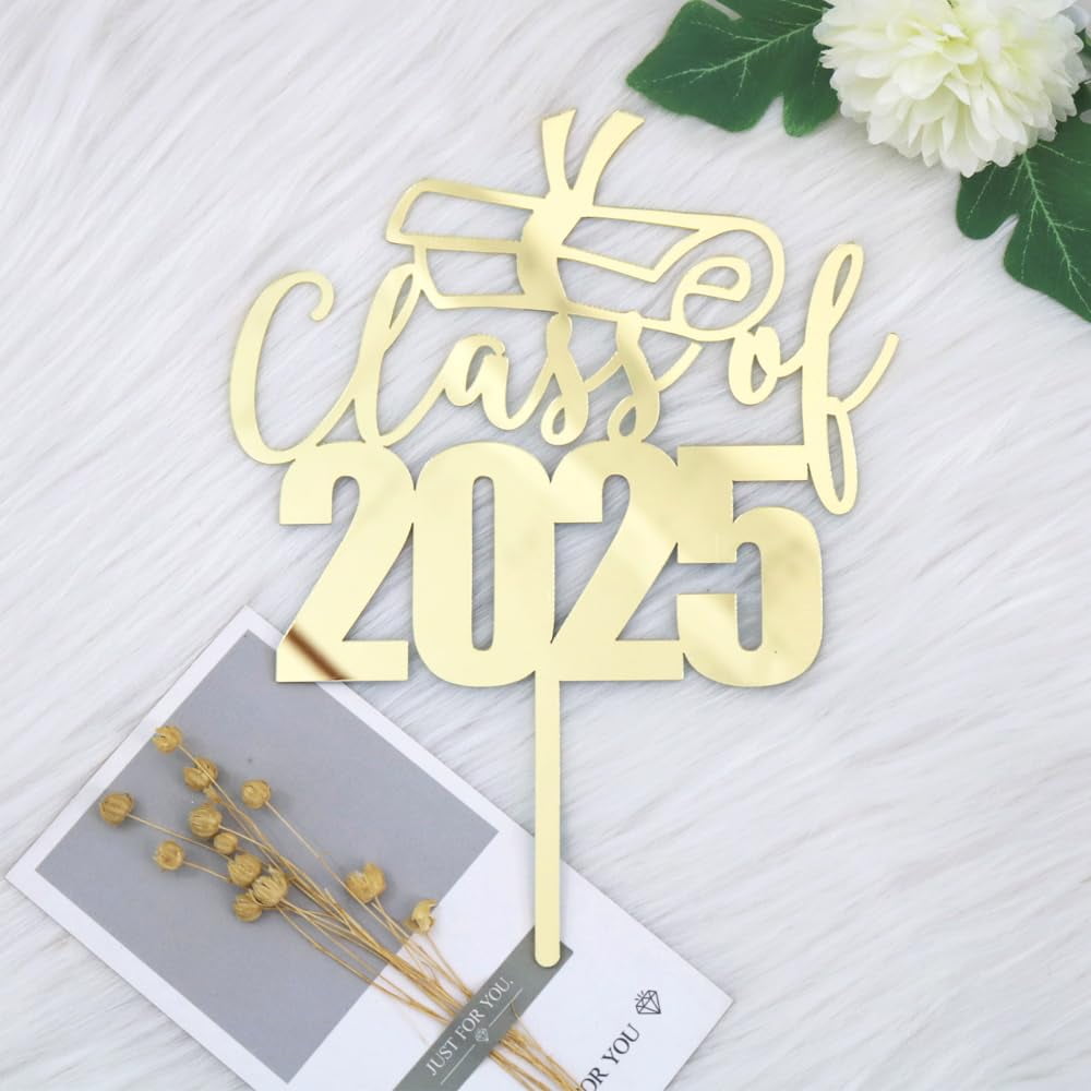 Sodasos Mirror Acrylic TWE5 Class of 2025 Cake Topper, Congrats Grad ...