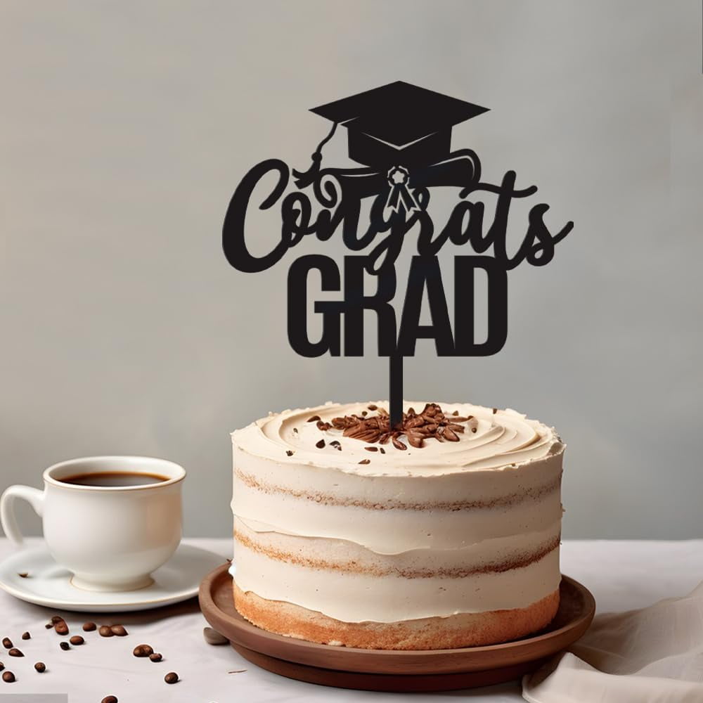 Sodasos black Acrylic TWE5 Congrats Grad Cake Topper - 2025 Graduation Party Decorations ...