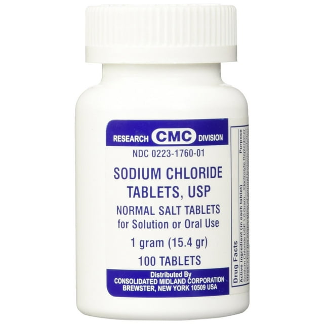 OTC Sodium Chloride 1 Gm Tablets, USP Normal Salt Pills - 100 TABS ...