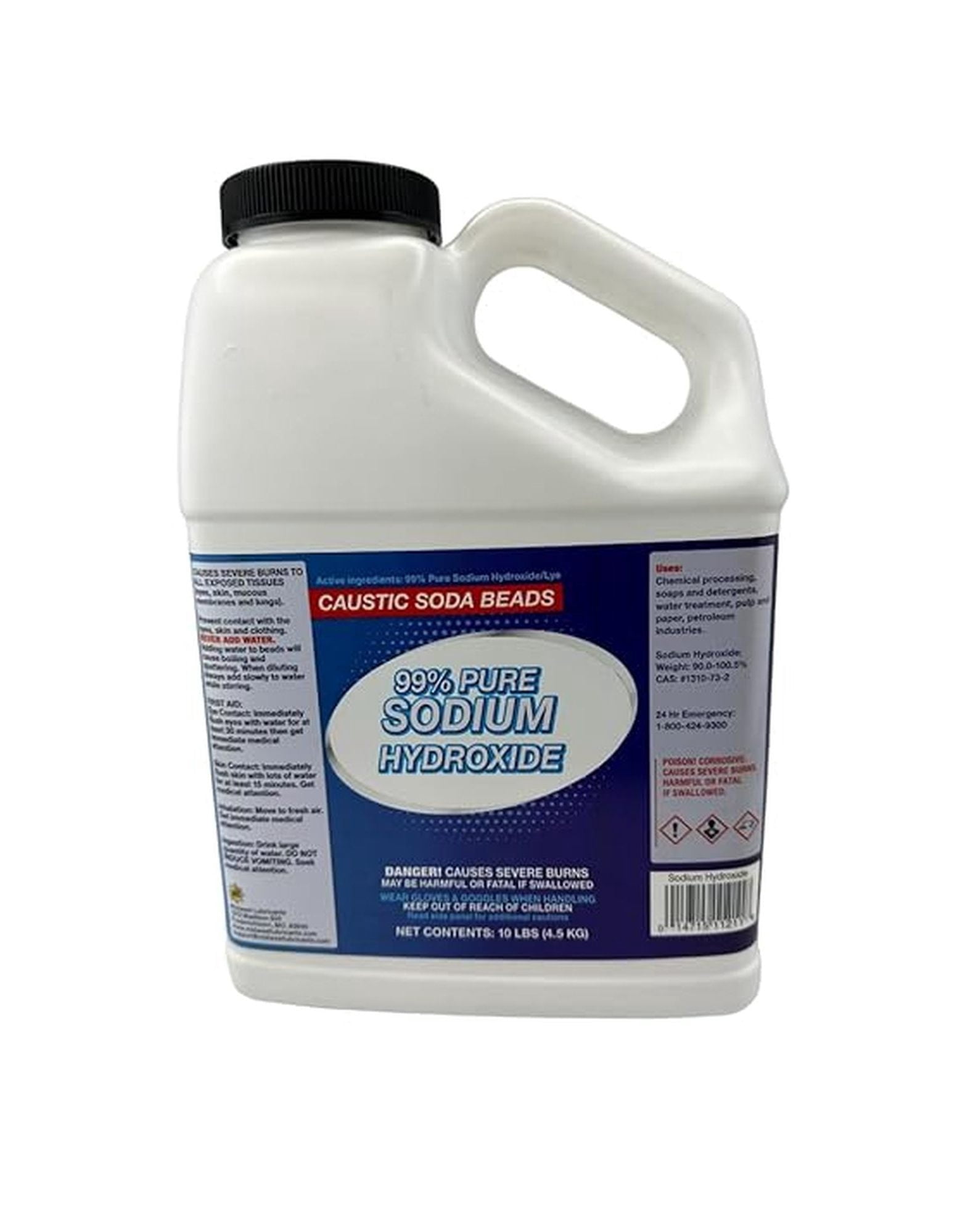 Sodium Hydroxide (Lye/Caustic Soda) 10lb - NaOH Alkaline Solution for ...
