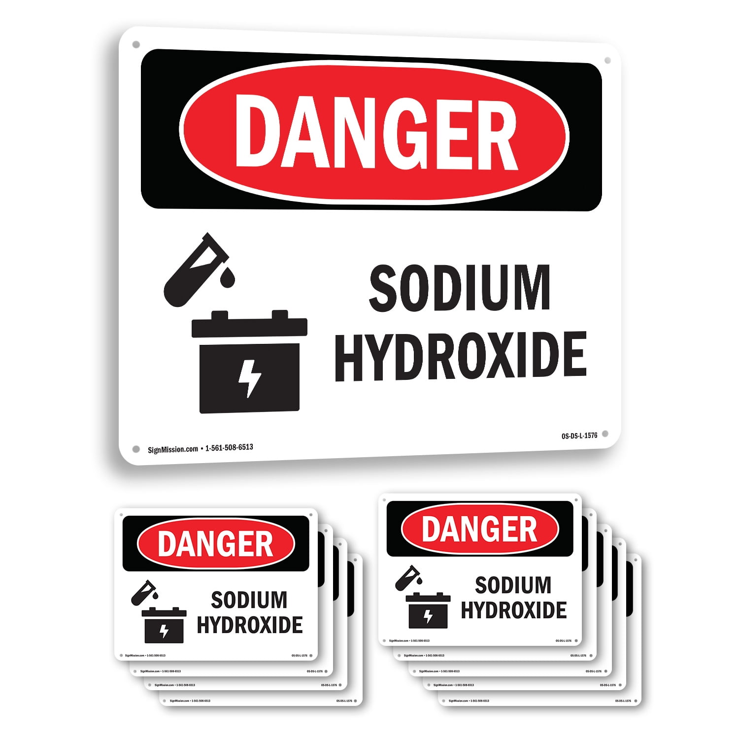 Sodium Hydroxide OSHA Danger Aluminum Sign 24 Inch x 18 Inch - 10 Pack ...