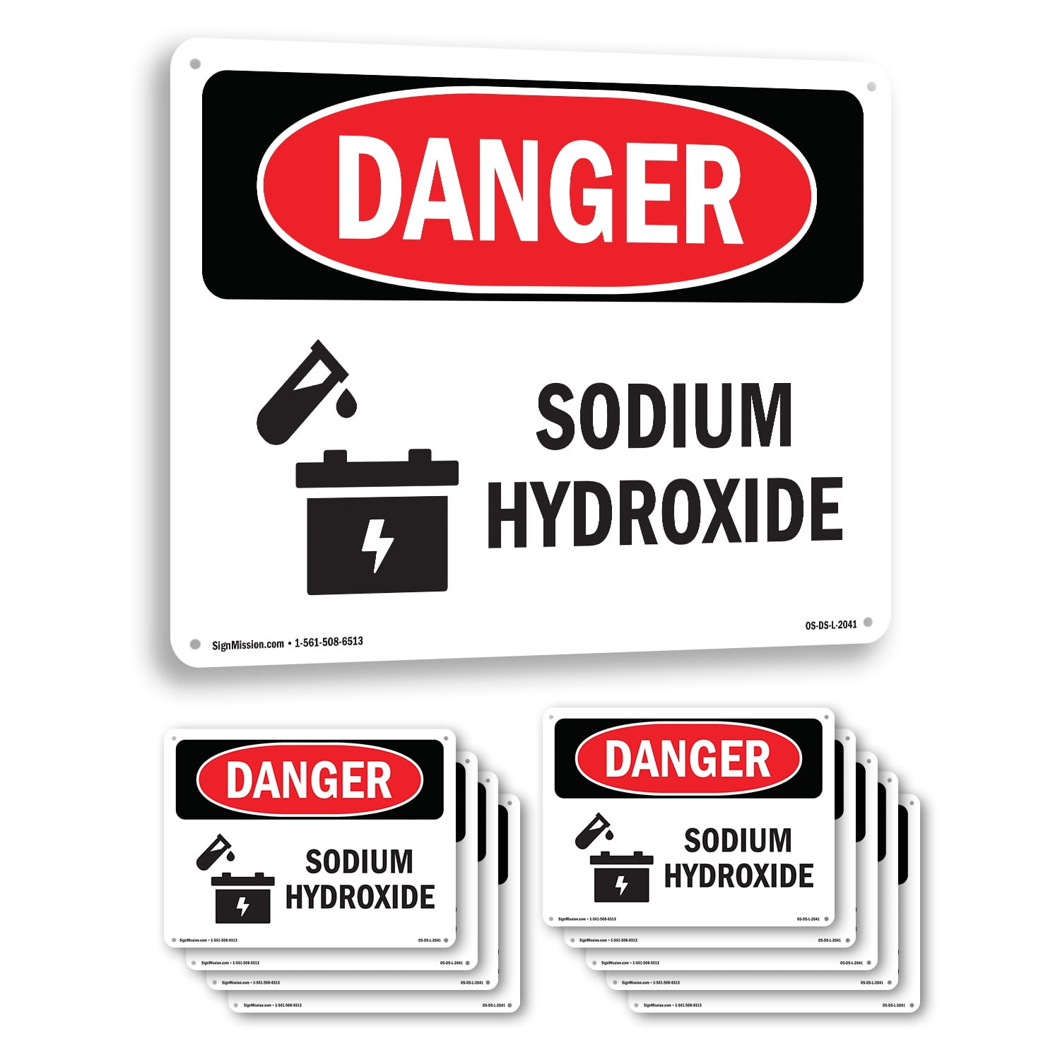 Sodium Hydroxide OSHA Danger Rigid Plastic Sign 24 Inch x 18 Inch - 10 ...