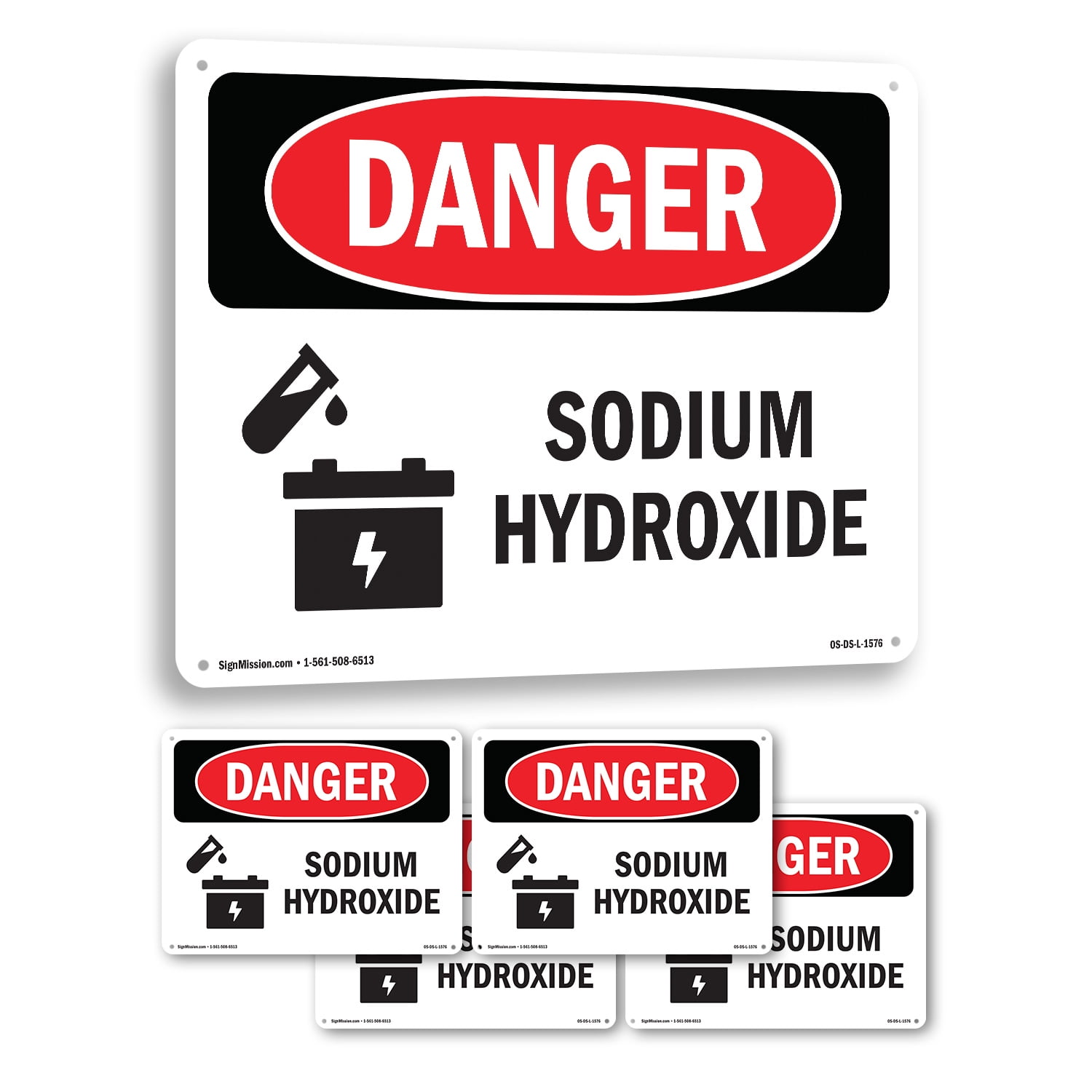 Sodium Hydroxide OSHA Danger Rigid Plastic Sign 24 Inch x 18 Inch - 5 ...