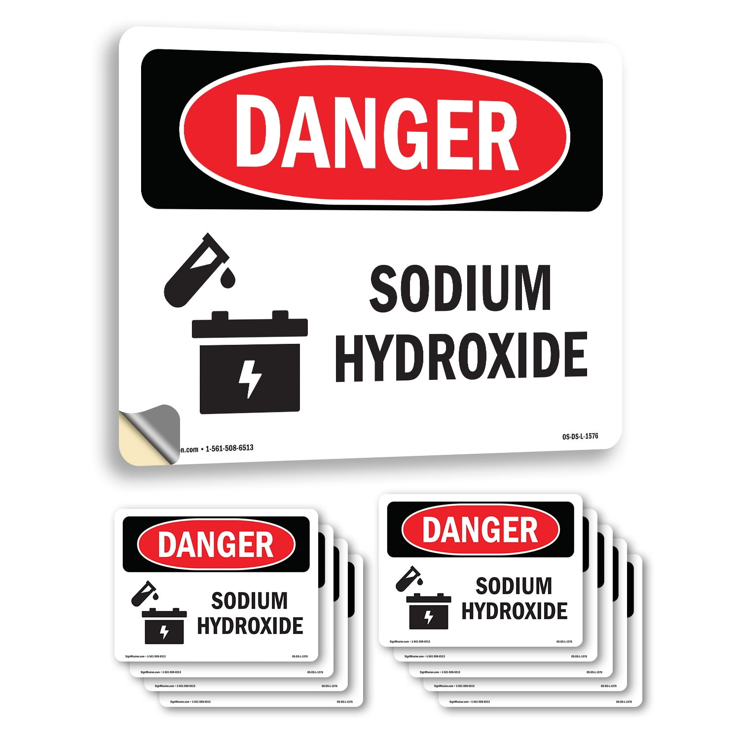 Sodium Hydroxide OSHA Danger Vinyl Decal Label 14 Inch x 10 Inch - 10 Pack - Walmart.com