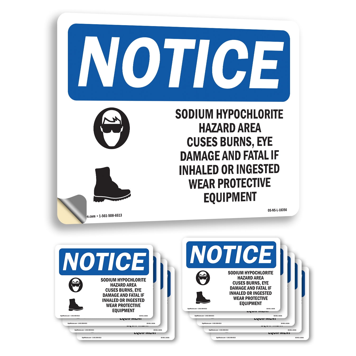 Sodium Hypochlorite Hazard Area With Symbol OSHA Notice Vinyl Decal ...