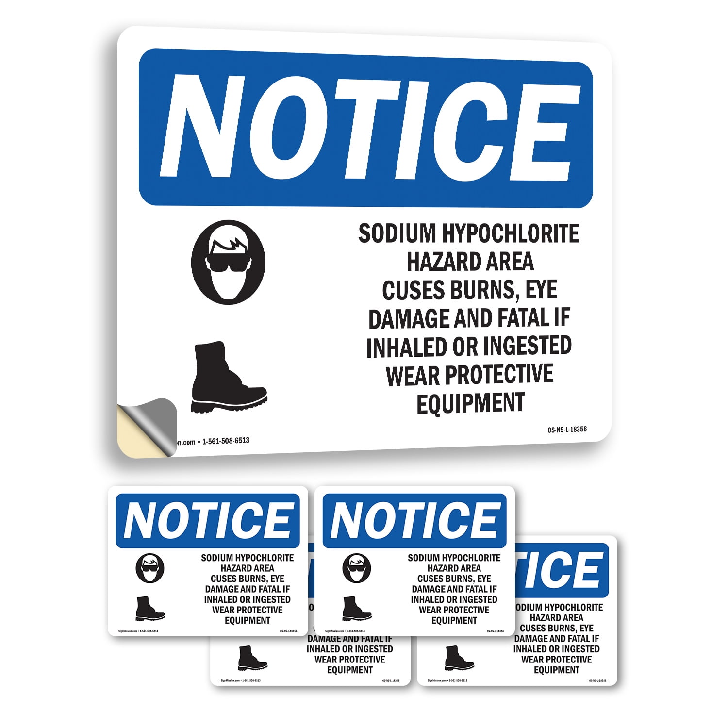 Sodium Hypochlorite Hazard Area With Symbol OSHA Notice Vinyl Decal ...