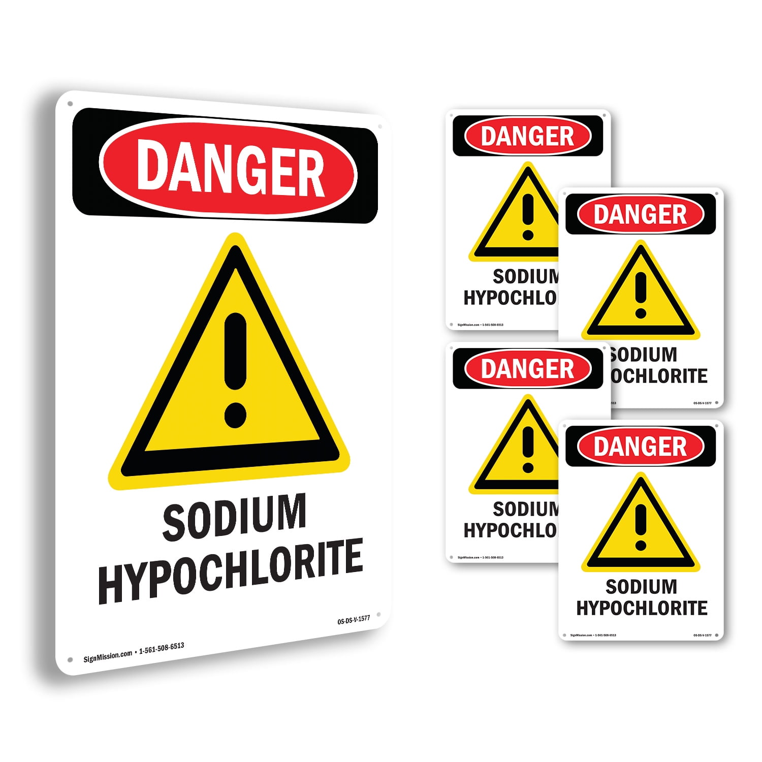 Sodium Hypochlorite OSHA Danger Rigid Plastic Sign 14 Inch x 10 Inch ...