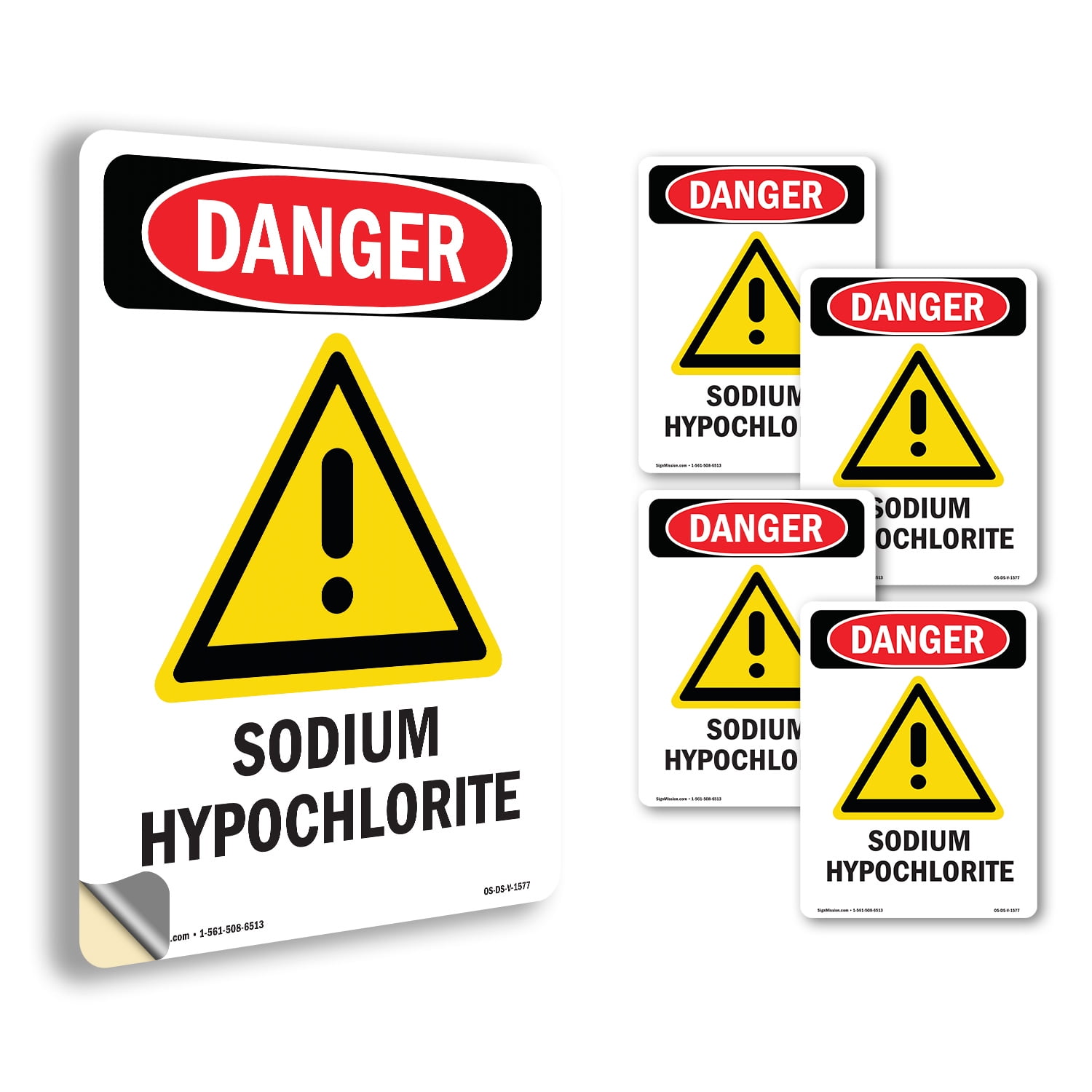 Sodium Hypochlorite OSHA Danger Vinyl Decal Label 10 Inch x 7 Inch - 5 Pack - Walmart.com