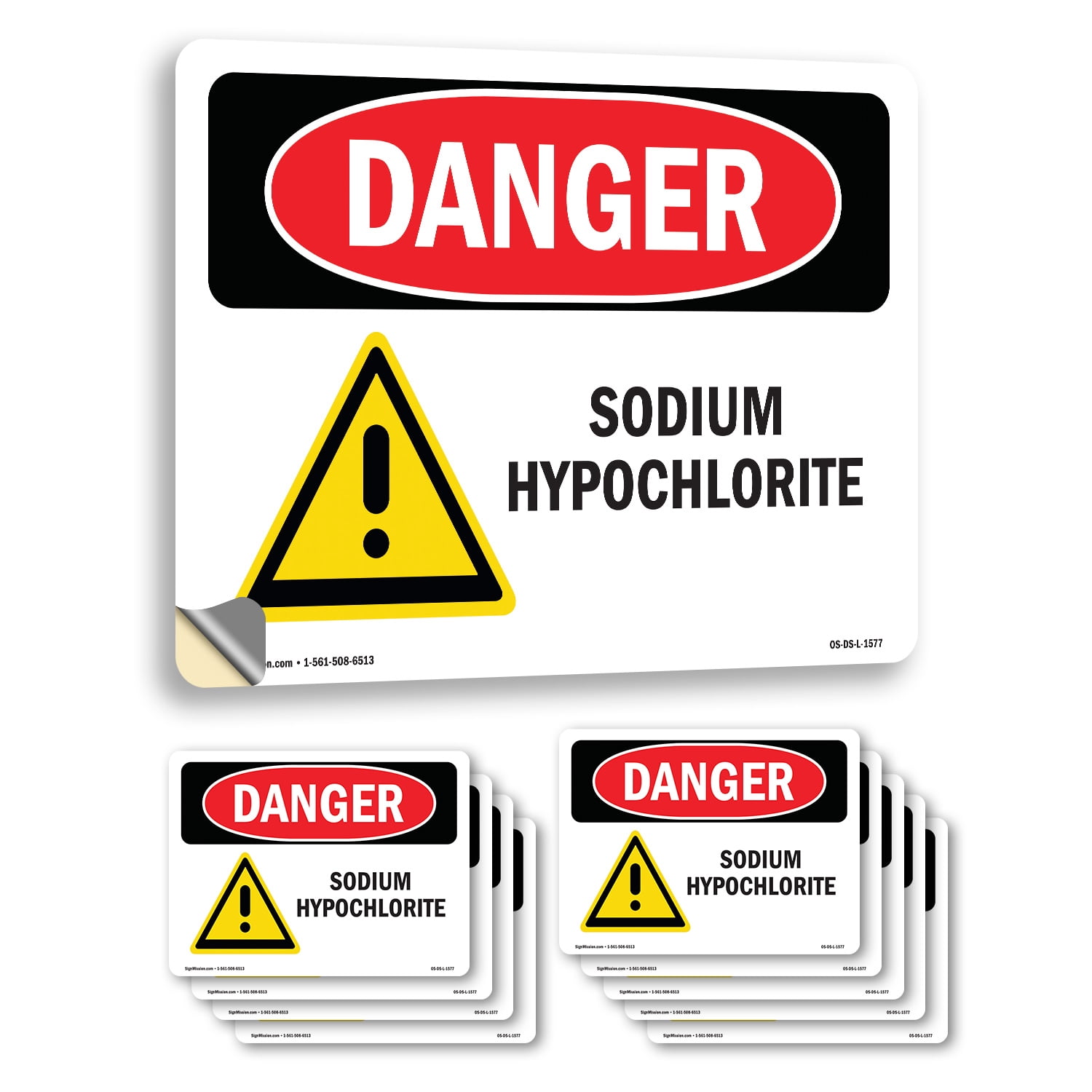 Sodium Hypochlorite OSHA Danger Vinyl Decal Label 14 Inch x 10 Inch ...