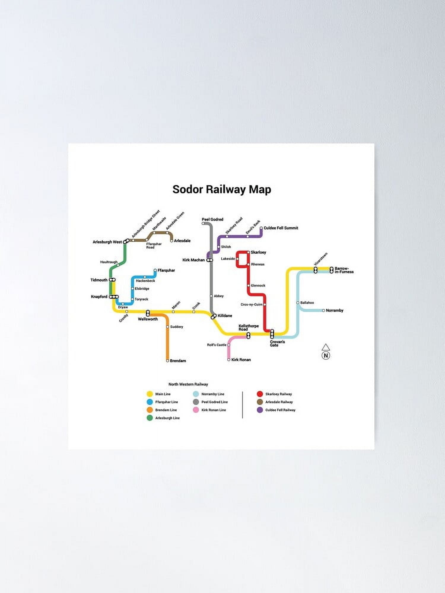 Sodor Railway Map - TTC Style, Light Poster - Walmart.com