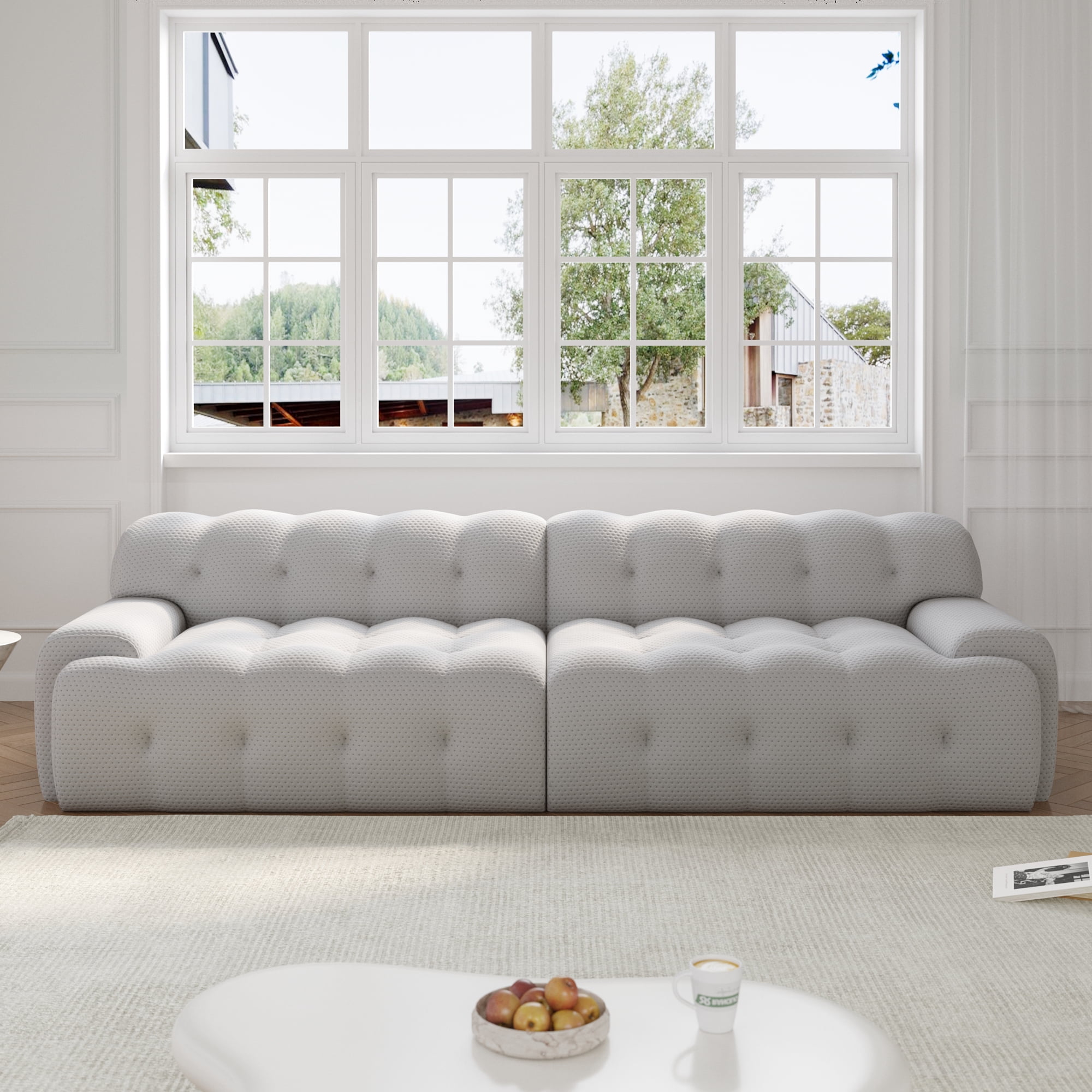 Sodrens 102.4 inch Oversized Loveseat Sofa,3D Mesh Fabric Comfy ...
